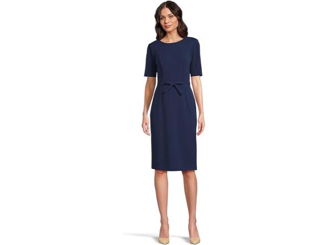 (取寄) アドリアナ パぺル レディース ミニ ボウ フロント シィース ドレス Adrianna Papell women Mini Bow Front Sheath Dress Navy Sateen