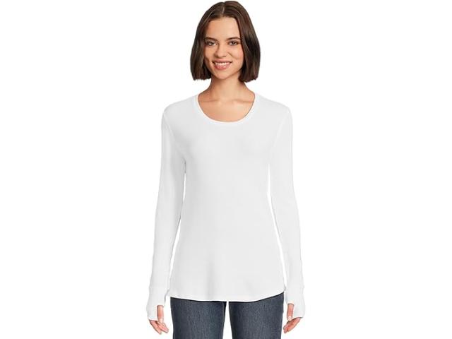 (取寄) モッドオードック レディース ロング スリーブ ウィズ クルーネック ティー Mod-o-doc women Long Sleeve With Thumbhole, Crewneck Tee White