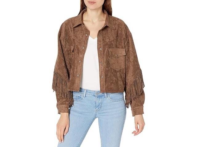 (取寄) ブランクニューヨーク レディース フォー スエード フリンジ シャツ ジャケット イン ホット ココア Blank NYC women Faux Suede Fringe Shirt Jacket in Hot Cocoa Hot Cocoa