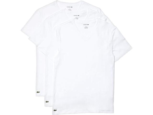 (取寄) ラコステ メンズ 3-パック V-ネック レギュラー フィット エッセンシャル Tシャツ Lacoste men 3-Pack V-Neck Regular Fit Essential T-Shirt White