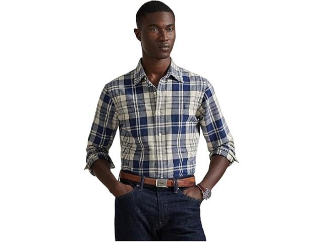 (取寄) ラルフローレン メンズ クラシック フィット プレイド ブラッシュ オックスフォード シャツ Polo Ralph Lauren men Classic Fit Plaid Brushed Oxford Shirt Off-white/Navy Multi