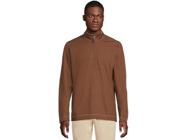 (取寄) ジョンストン&マーフィー メンズ リバーシブル ソリッド クォーター-ジップ Johnston & Murphy men Reversible Solid Quarter-zip Rust/Oatmeal