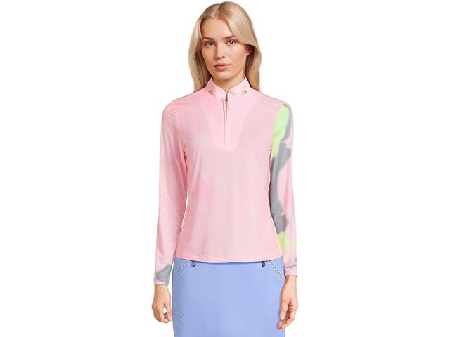 (取寄) ジェイミー サドック レディース サンセンス フェザーズ プリント ロング スリーブ 1/4 ジップ サン プロテクション トップ Jamie Sadock women Sunsense Feathers Print Long Sleeve 1/4 Zip Sun Protection Top Pink