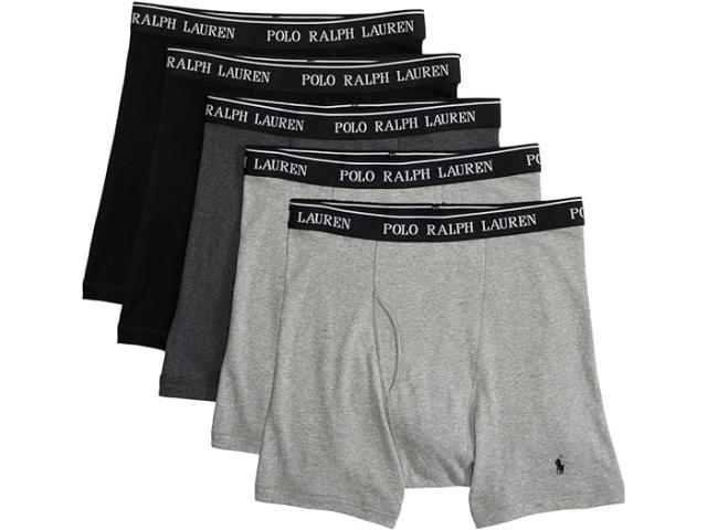 (取寄) ラルフローレン メンズ 5 パック クラシック フィット コットン ボクサー ブリーフ Polo Ralph Lauren men Polo Ralph Lauren 5 Pack Classic Fit Cotton Boxer Briefs 2 Andover Heather/Madison Heather/2 Polo Black