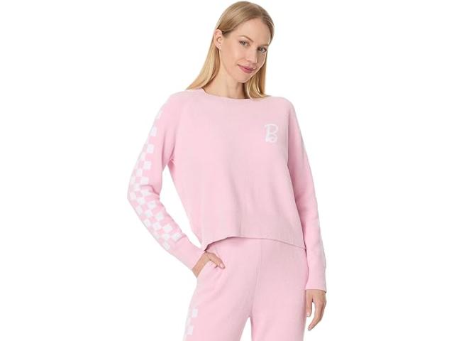 (取寄) ベアフットドリームス レディース コージシック ウルトラ ライト チェッカード バービー プルオーバー Barefoot Dreams women Barefoot Dreams CozyChic Ultra Lite Checkered Barbie Pullover Barbie Pink