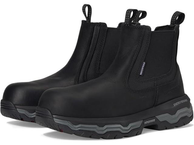 (取寄) ウルヴァリン メンズ アルファ エフティー インフィニティ システム カーボンマックス スリッポン ワーク ロメオ Wolverine men Alpha Ft Infinity System Carbonmax Slip-on Work Romeo Black