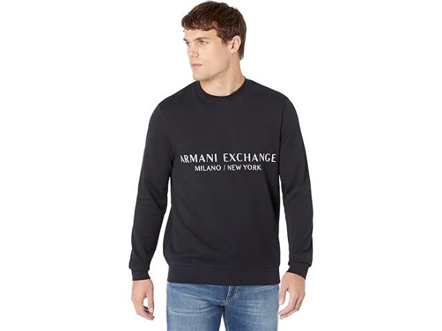 (取寄) アルマーニエクスチェンジ メンズ ミラノ / ニュー ヨーク ロゴ スウェットシャツ Armani Exchange men Milano/New York Logo Sweatshirt Navy