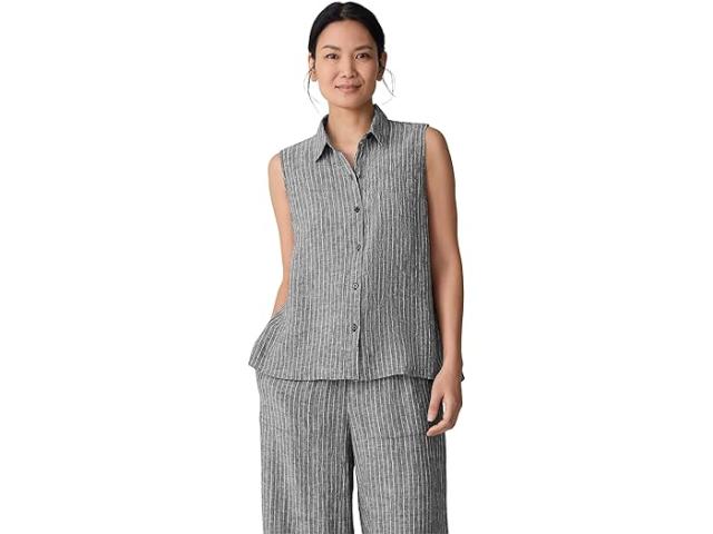 (取寄) アイリーン フィッシャー レディース クラシック カラー シャツ Eileen Fisher women Classic Collar Shirt Black White