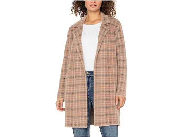 (取寄) リバプールロサンゼルス レディース ロング スリーブ オープン フロント セーター コーティガン Liverpool Los Angeles women Long Sleeve Open Front Sweater Coatigan Camel/Cream Plaid