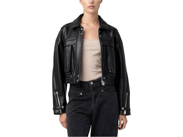 (取寄) ブランクニューヨーク レディース エピック モーメント ビーガン レザー ボンバー ジャケット Blank NYC women Epic Moment Vegan Leather Bomber Jacket Black