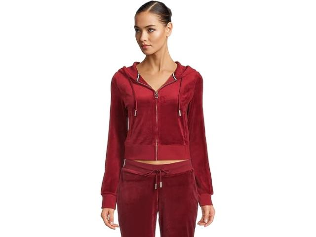 (取寄) ジューシークチュール レディース ソリッド クラシック ジューシー ブーディ ウィズ バック ブリング Juicy Couture women Solid Classic Juicy Hoodie With Back Bling Red Dahlia