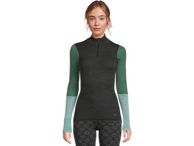 (取寄) スマートウール レディース イントラニット サーマル メリノ ベース レイヤー カラーブロック 1/4 ジップ Smartwool women Intraknit Thermal Merino Base Layer Colorblock 1/4 Zip Charcoal