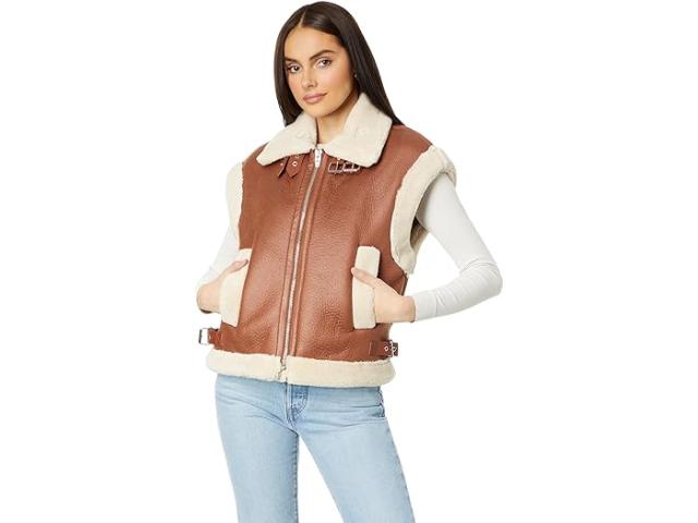(取寄) ブランクニューヨーク レディース シェルパ アンド レザー オーバーサイズ ベスト Blank NYC women Sherpa and Leather Oversized Vest First Sight
