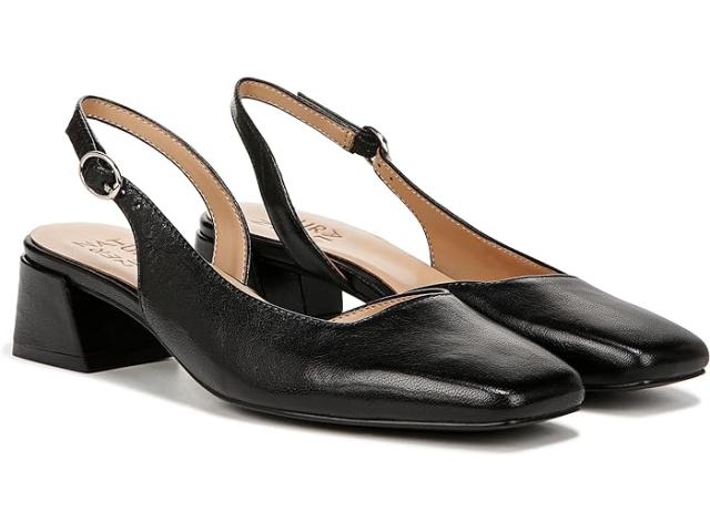 (取寄) ナチュラライザー レディース ジェイラ ロー ヒール スリングバック ドレス シューズ Naturalizer women Jayla Low Heel Slingback Dress Shoes Black Leather