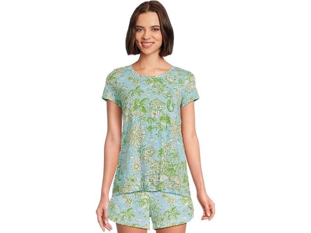 (取寄) リリー ピュリッツァー レディース エッタ スクープ ネック Lilly Pulitzer women Etta Scoop Neck Fresh Water Blue Sunbathers Bliss