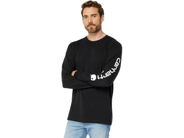 (取寄) カーハート メンズ シグニチャー スリーブ ロゴ L/S ティー Carhartt men Signature Sleeve Logo L/S Tee Black