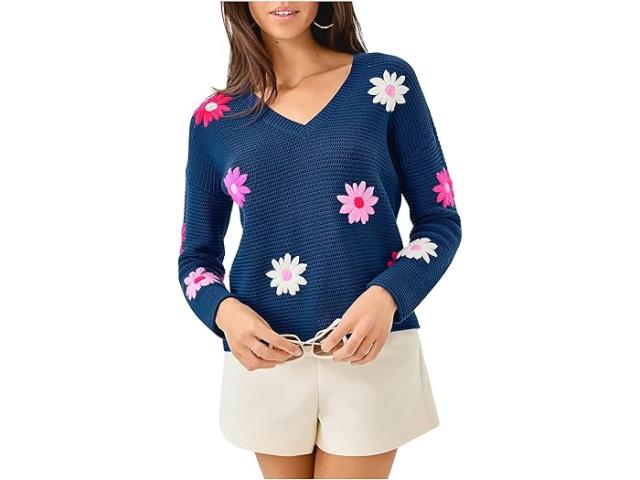 (取寄) リリー ピュリッツァー レディース テンスリー セーター Lilly Pulitzer women Tensley Sweater Starlight Navy Garden Oasis Embroidery