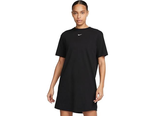 (取寄) ナイキ レディース スポーツウェア エッセンシャル ショート スリーブ ドレス T-シャツ Nike women Sportswear Essential Short Sleeve Dress T-shirt Black/White