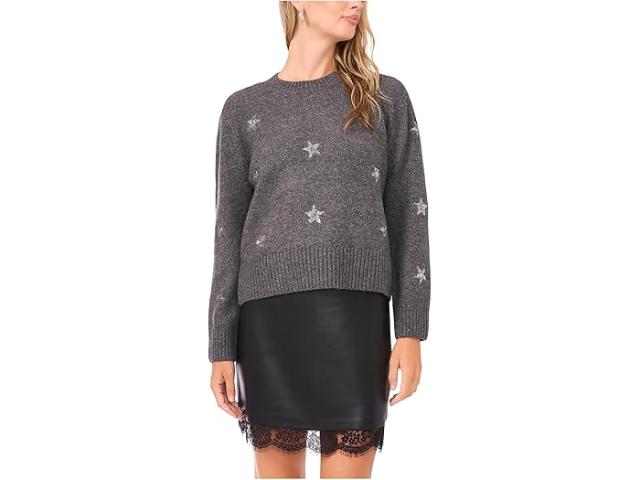 (取寄) ヴィンスカムート レディース クルー ネック ウィズ エンベリッシュメント Vince Camuto women Crew Neck With Embellishment Med Heather Grey