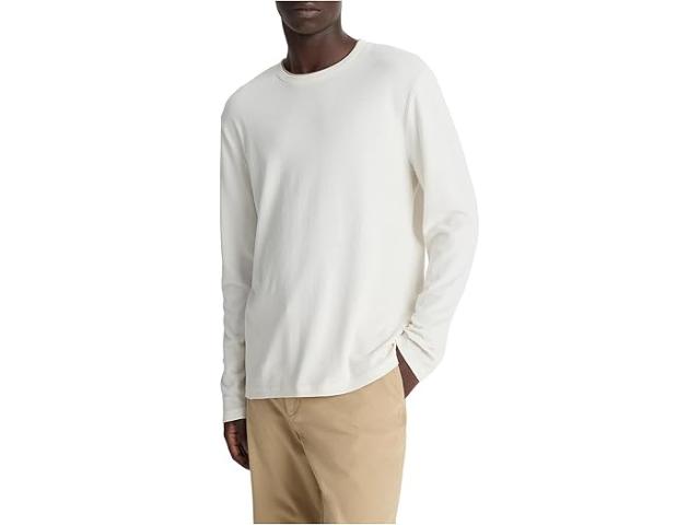 (取寄) ヴィンス メンズ ダブル カラー ロング スリーブ クルー Vince men Microwaffle Double Collar Long Sleeve Crew Blanco/Terrapin