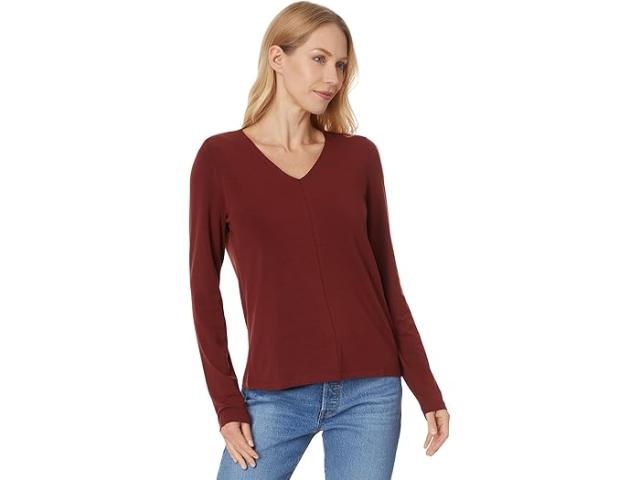 (取寄) アイリーン フィッシャー レディース V-ネック トップ ウィズ ロング スリーブ Eileen Fisher women V-Neck Top With Long Sleeve Redwood