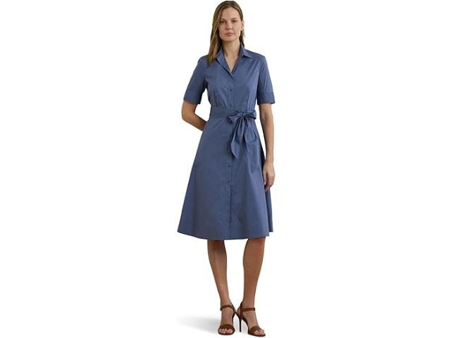 (取寄) ローレン ラルフローレン レディース コットンブレンド シャツドレス Lauren Ralph Lauren women Cotton-Blend Shirtdress Capri Blue