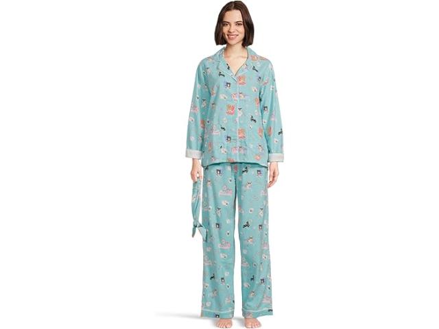 (取寄) ピー ジェイ サルベージ レディース フランネル Pj セット ウィズ ヘッドバンド P.J. Salvage women Flannel PJ Set with Headband Roll The Dice Turquoise