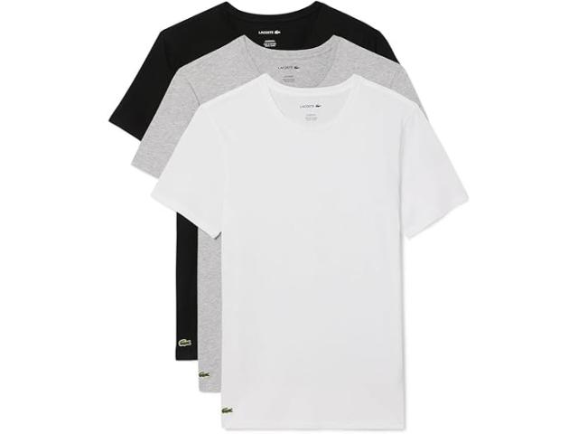 (取寄) ラコステ メンズ 100パーセント コットン スリム フィット クルーネック T-シャツ 3-パック Lacoste men 100% Cotton Slim Fit Crew-neck T-shirt 3-pack White/Grey/Black
