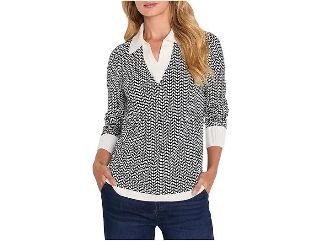 (取寄) ニックゾー レディース トゥー トーン ジャカード セーター NIC+ZOE women Two Tone Jacquard Sweater Indigo Multi