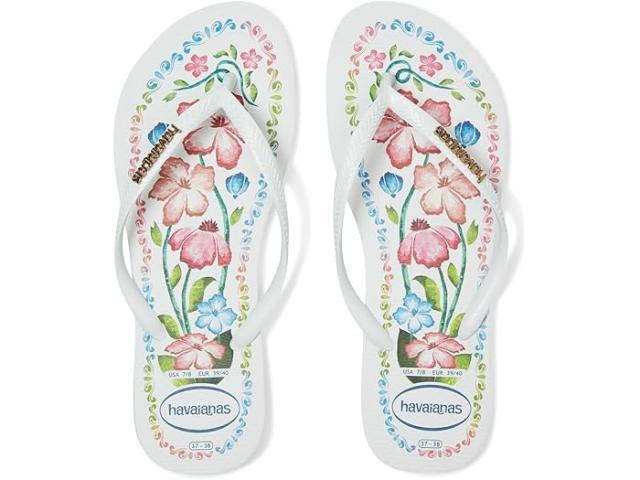 (取寄) ハワイアナス レディース スリム トロピカリア バイブス サンダル Havaianas women Slim Tropicalia Vibes Sandals White