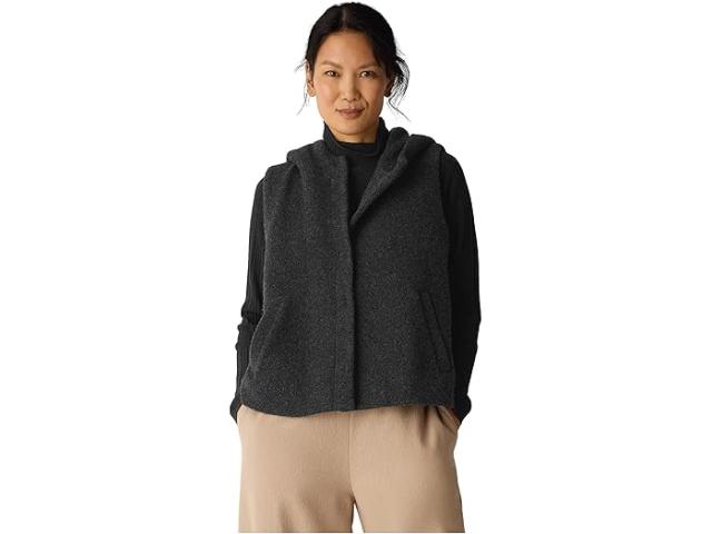 (取寄) アイリーン フィッシャー レディース コージー リサイクル ウール ブークル フーデット ベスト Eileen Fisher women Cozy Recycled Wool Boucle Hooded Vest Charcoal