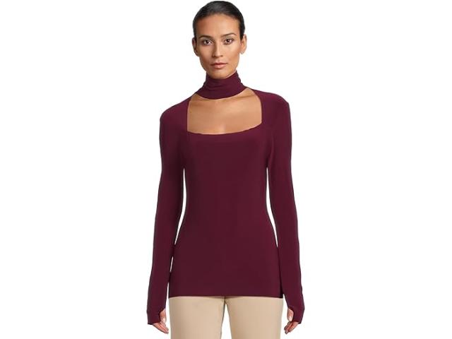 (取寄) ノーマ カマリ レディース ロング スリーブ スウィートハート タートル トップ Norma Kamali women Long Sleeve Sweetheart Turtle Top Plum