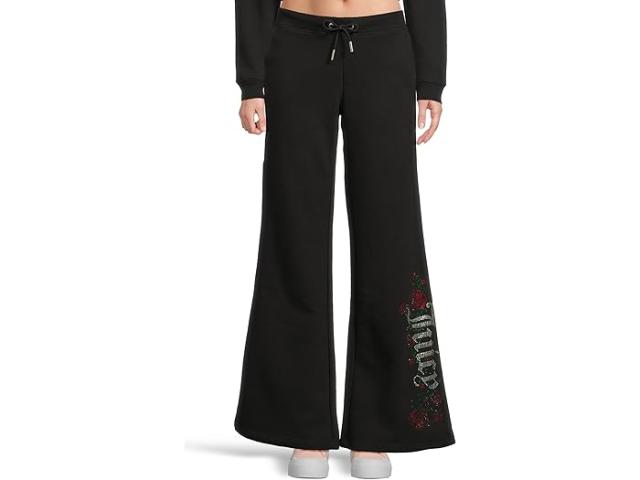 (取寄) ジューシークチュール レディース ワイド レッグ トラック パンツ ウィズ バック ブリング Juicy Couture women Wide Leg Track Pants With Back Bling Liquorice