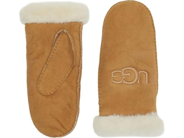 (取寄) アグ レディース エンブロイダー ウォーター レジスタント シープスキン ミトン ウィズ テック パーム UGG women Embroidered Water Resistant Sheepskin Mitten with Tech Palm Chestnut