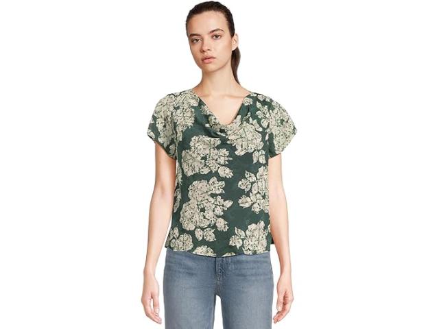 (取寄) ヴィンスカムート レディース キャップ スリーブ カウル フロント ブラウザ Vince Camuto women Cap Sleeve Cowl Front Blouse Forest Night