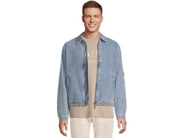 (取寄) アルマーニエクスチェンジ メンズ デニム カラード ボンバー Armani Exchange men Denim Collared Bomber Light Blue Denim