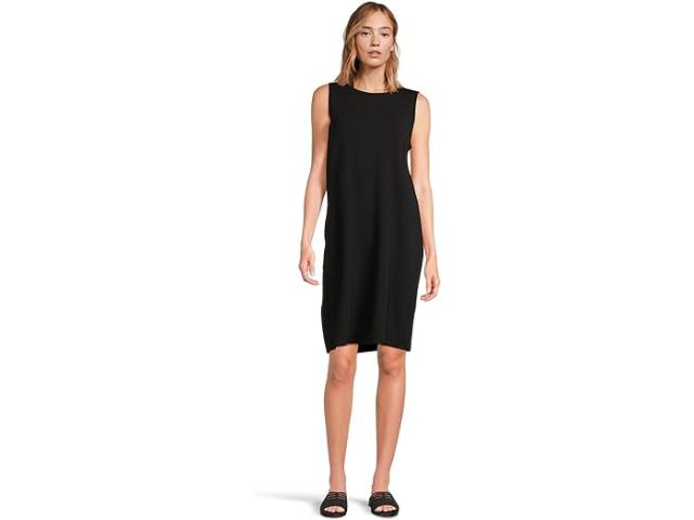 (取寄) アイリーン フィッシャー レディース ラウンド ネック ニー レングス ドレス Eileen Fisher women Round Neck Knee Length Dress Black