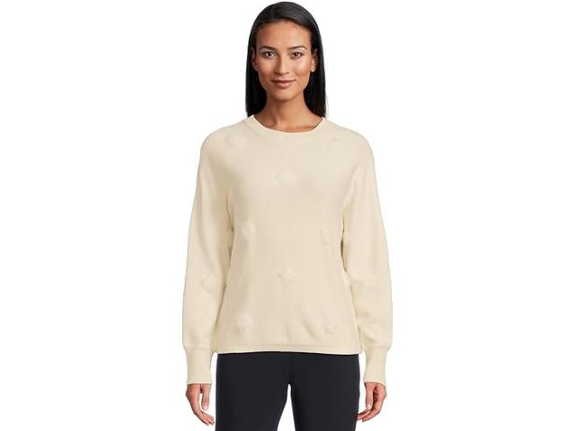 (取寄) エリオット ローレン レディース オン ザ ドット - ロング スリーブ クルー ネック セーター ウィズ ファジー ドッツ Elliott Lauren women On the Dot - Long Sleeve Crew Neck Sweater with Fuzzy Dots Cream