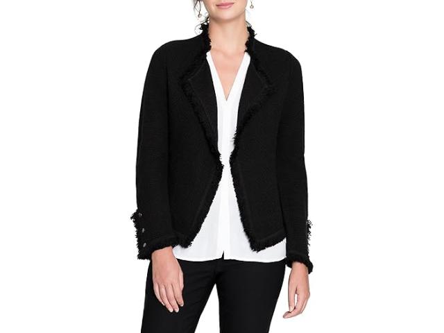 (取寄) ニックゾー レディース フリンジ ミックス ニット ジャケット NIC+ZOE women NIC+ZOE Fringe Mix Knit Jacket Black Onyx