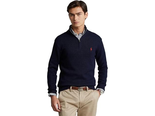(取寄) ラルフローレン メンズ コットン 1/4 ジップ セーター Polo Ralph Lauren men Cotton 1/4 Zip Sweater Hunter Navy