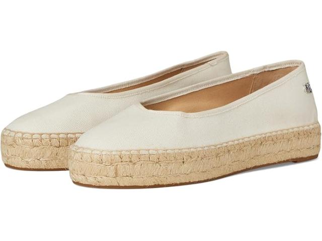 (取寄) ローレン ラルフローレン レディース キャンバス バレエ エスパドリーユ Lauren Ralph Lauren women Luize Canvas Ballet Espadrille Soft White/Soft White