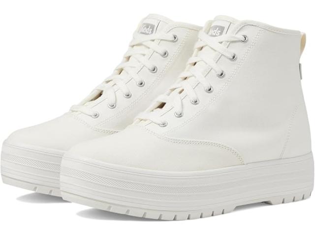 (取寄) ケッズ レディース ザ プラットフォーム ミッド ラグ Keds women The Platform Mid Lug  White Canvas