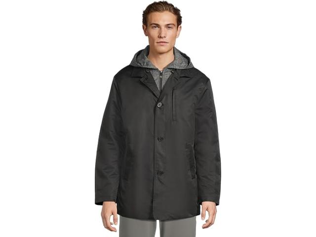 (取寄) ジョンストン&マーフィー メンズ アップトン ウォーターレジスタント レインコート ウィズ リムーバブル ライナー Johnston & Murphy men Upton Water-Resistant Raincoat With Removable Liner Black/Taupe Plaid