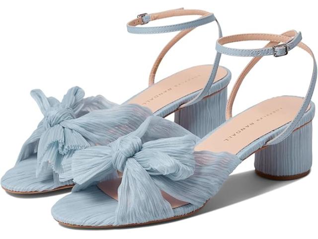 (取寄) ロフラー ランドール レディース ダリア プリーツ ノット ミュール ウィズ アンクル ストラップ Loeffler Randall women Dahlia Pleated Knot Mule with Ankle Strap Blue