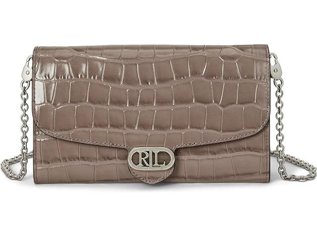(取寄) ローレン ラルフローレン レディース クロック-エンボスド ミディアム アデア クロスボディ Lauren Ralph Lauren women Croc-Embossed Medium Adair Crossbody Taupe Brown