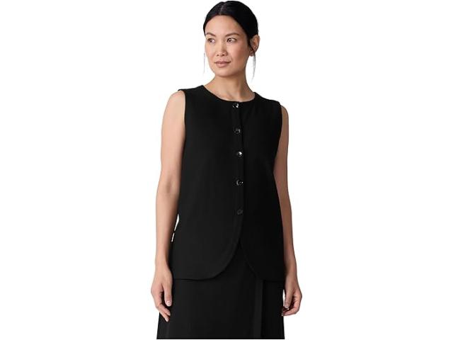 (取寄) アイリーン フィッシャー レディース ウォッシャブル ストレッチ クレープ ラウンド ネック ロング ベスト Eileen Fisher women Washable Stretch Crepe Round Neck Long Vest Black
