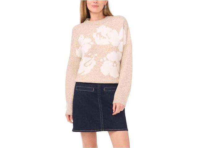 (取寄) ヴィンスカムート レディース フラワー モチーフ クルー ネック Vince Camuto women Flower Motif Crew Neck Oatmeal