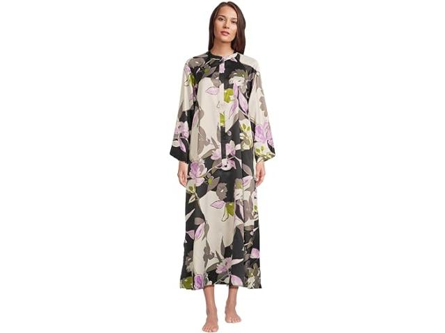 (取寄) ナトリ レディース ツバキ マンダリン ジップ カフタン Natori women Tsubaki Mandarin Zip Caftan Black Multi