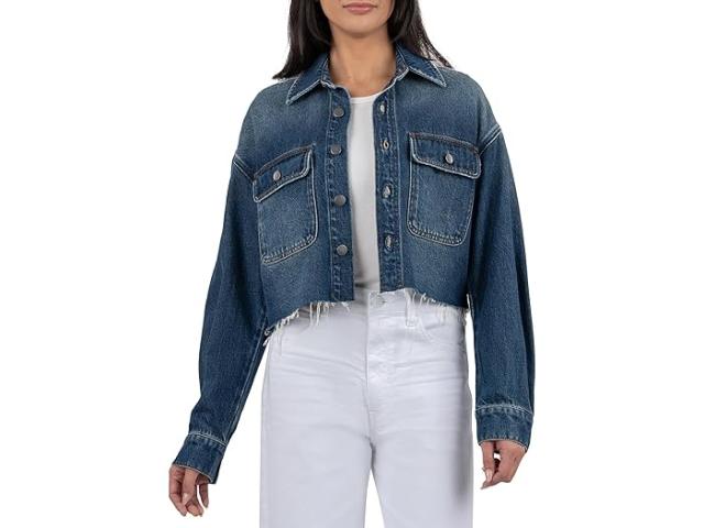 (取寄) カット フロム ザ クロス レディース ラナ ショルダー フラップス フロント ポケッツ KUT from the Kloth women LANA JACKET-DROP SHOULDER /PATCH FLAPS FRONT POCKETS Assertiveness With Dark Base Wash