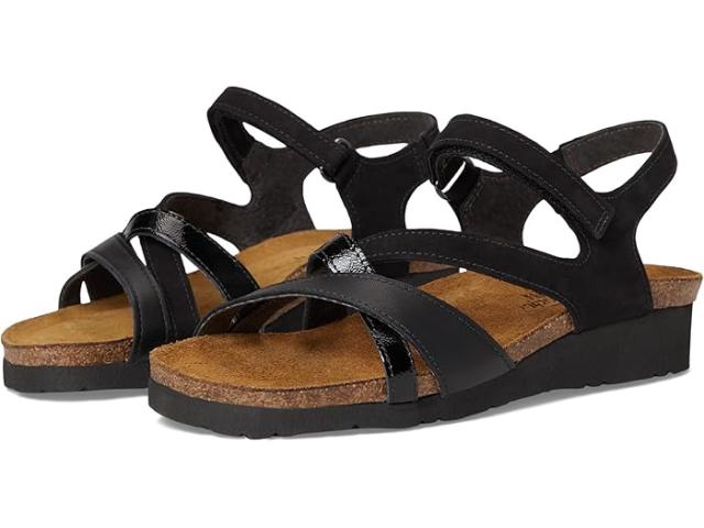 (取寄) ナオト レディース ソフィア Naot women Sophia Black Velvet Nubuck/Jet Black Leather/Black Crinkle Patent Leath